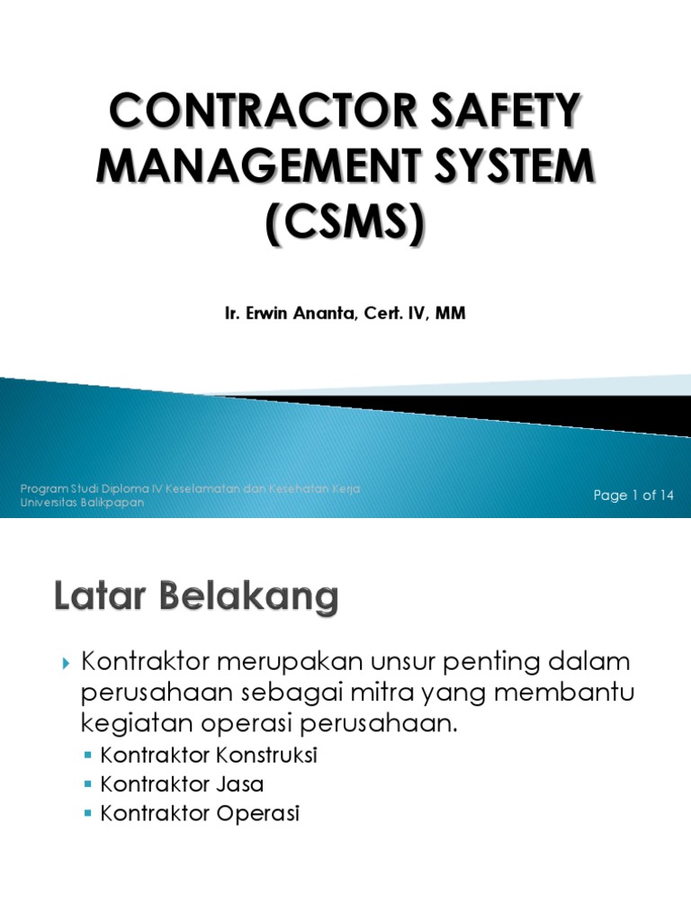 Contractor Safety Management System PDF | PDF