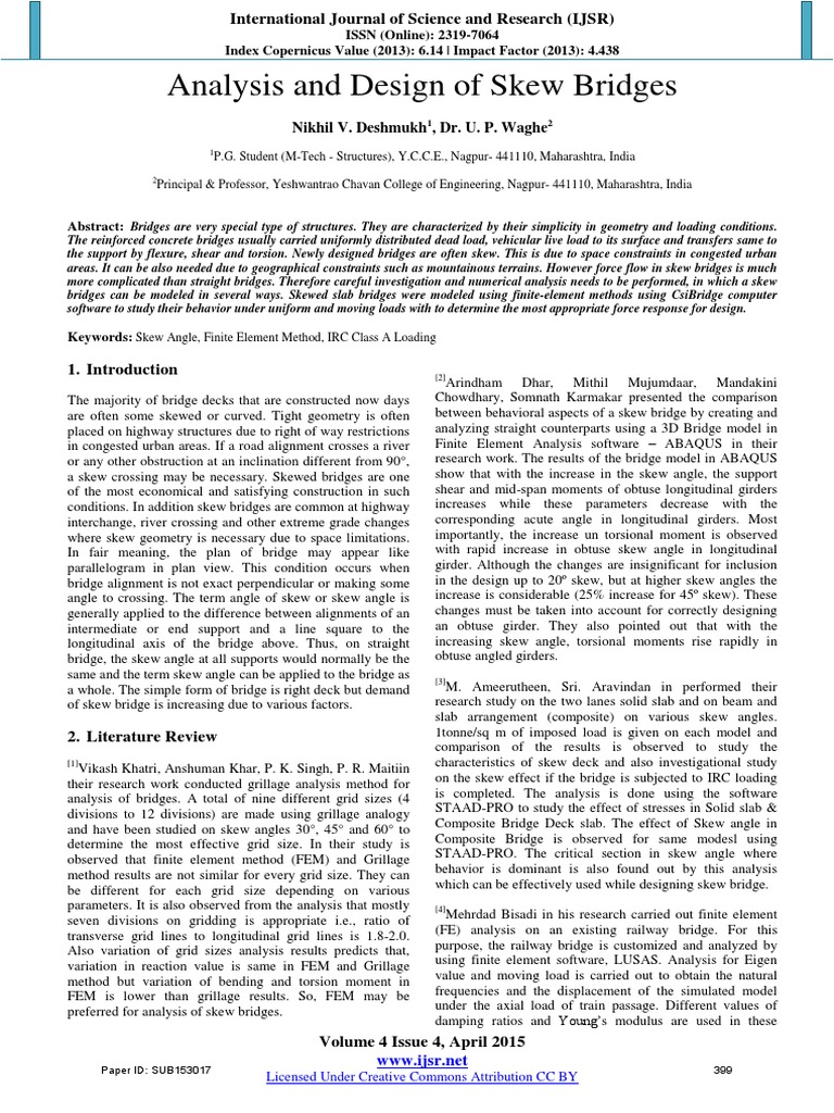 Analysis and Design of Skew Bridges | PDF | Bridge | Finite Element Method