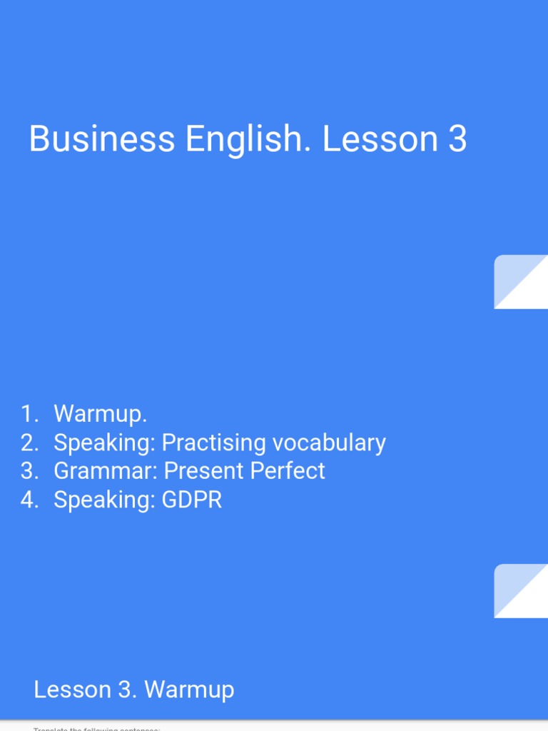 Business English: Present Perfect & GDPR | PDF | Information Privacy ...