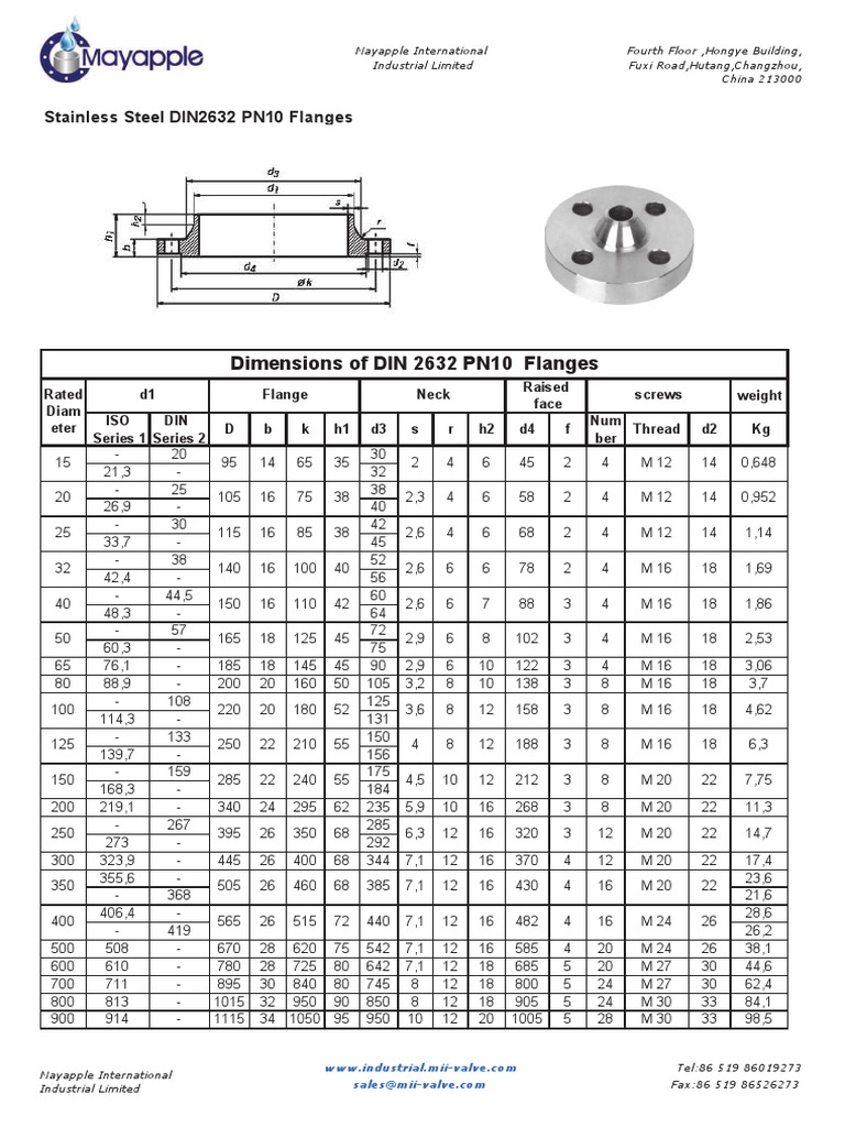 Dimensions of DIN 2632 PN10 Flanges | PDF | Plumbing | Machining