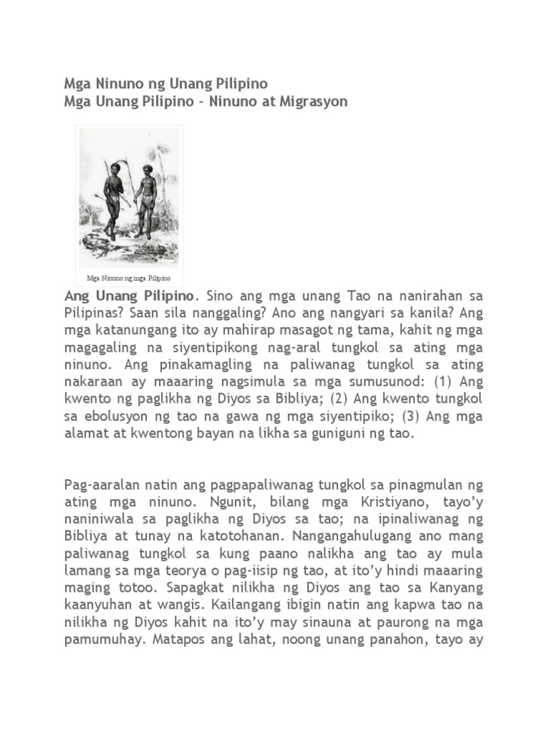 Mga Ninuno NG Unang Pilipino | PDF