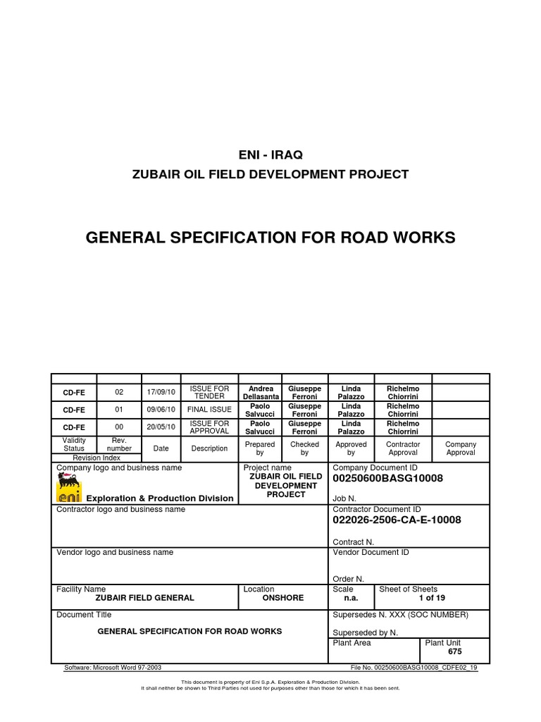 General Specification for Road Works | PDF | Road Surface ...