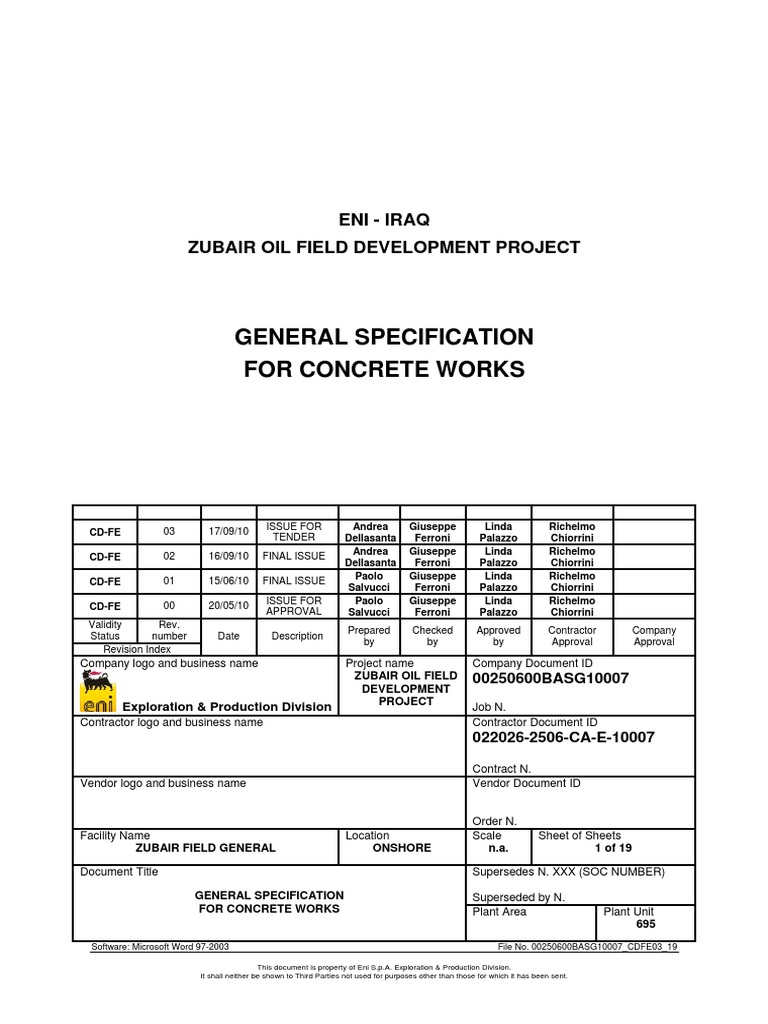 Concrete Specifications for Zubair Project | PDF | Concrete ...