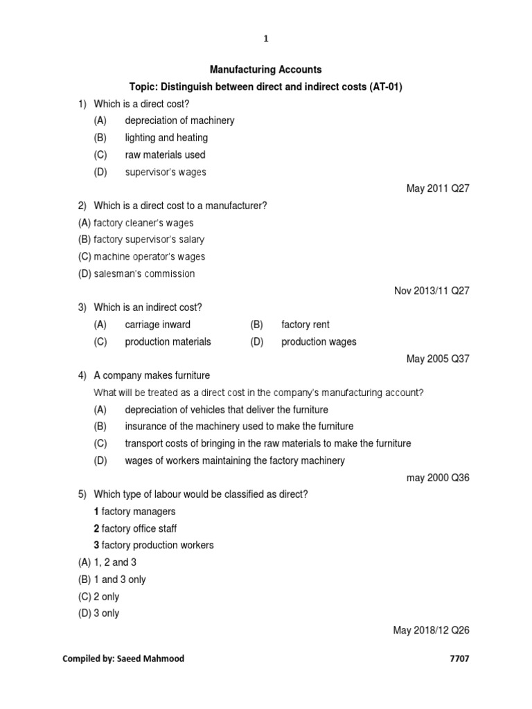 7707 Manufacturing Accounts PDF | PDF | Inventory | Income Statement