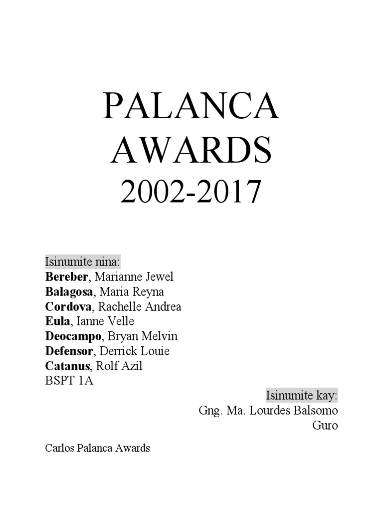 Palanca Awards | PDF