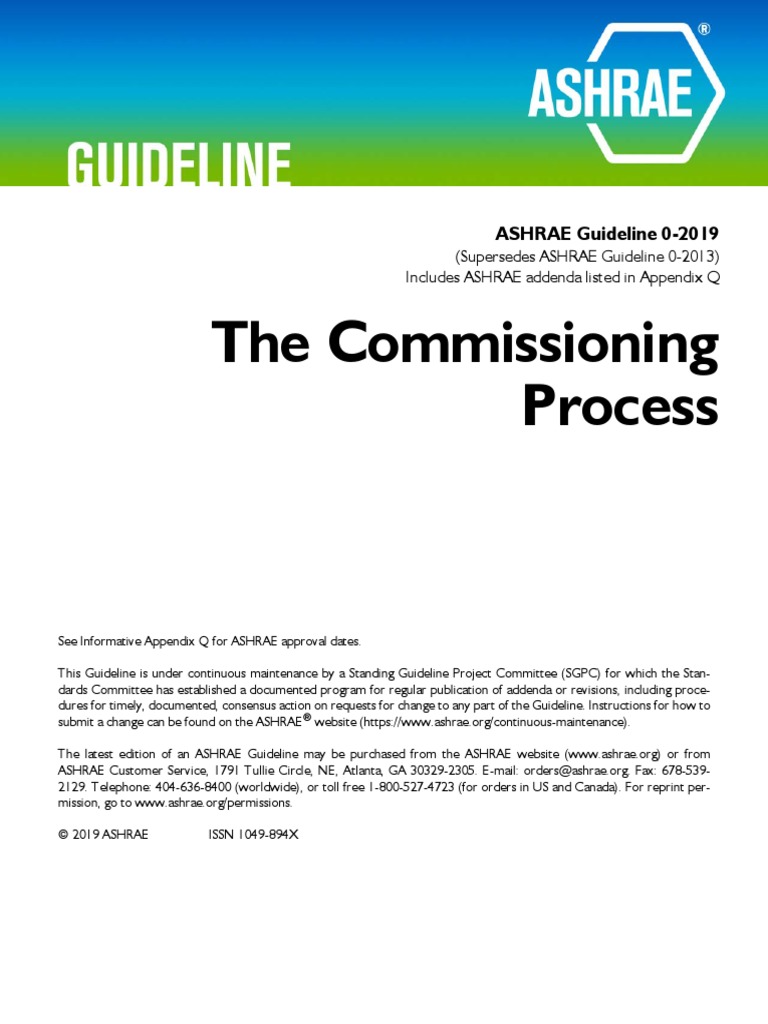 ASHRAE Guideline 0-2019 The Commissioning Process PDF | PDF ...