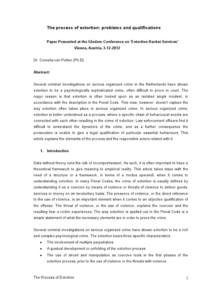 The Process of Extortion: Problems and Qualifications | PDF | Extortion ...