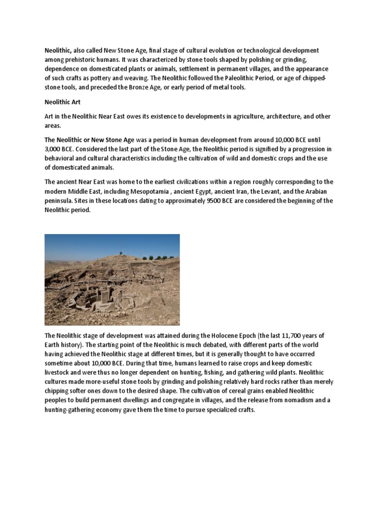 Neolithic, Also Called New Stone Age, Final Stage of Cultural Evolution ...