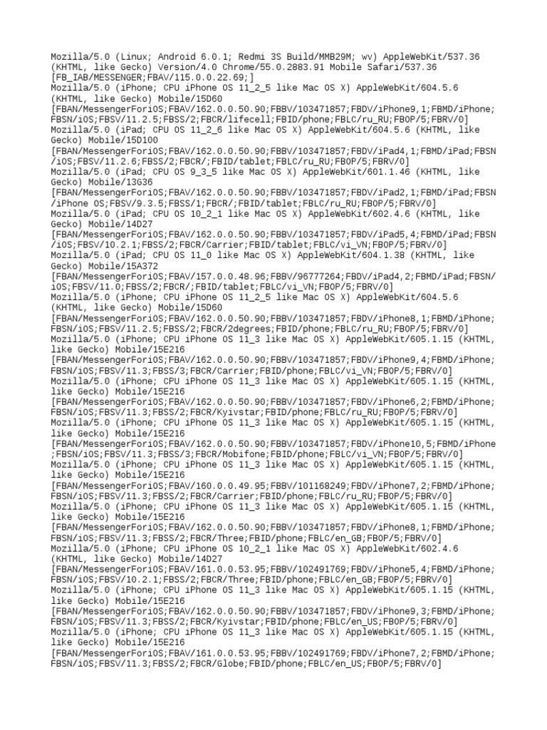 User-Agents Facebook-Messenger Application | PDF | Ios | Safari (Web ...