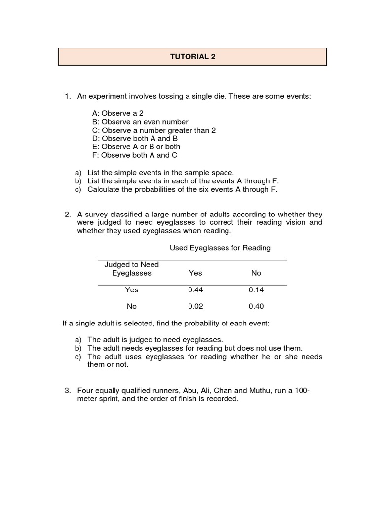 Tutorial 2 | PDF | Variance | Probability Theory