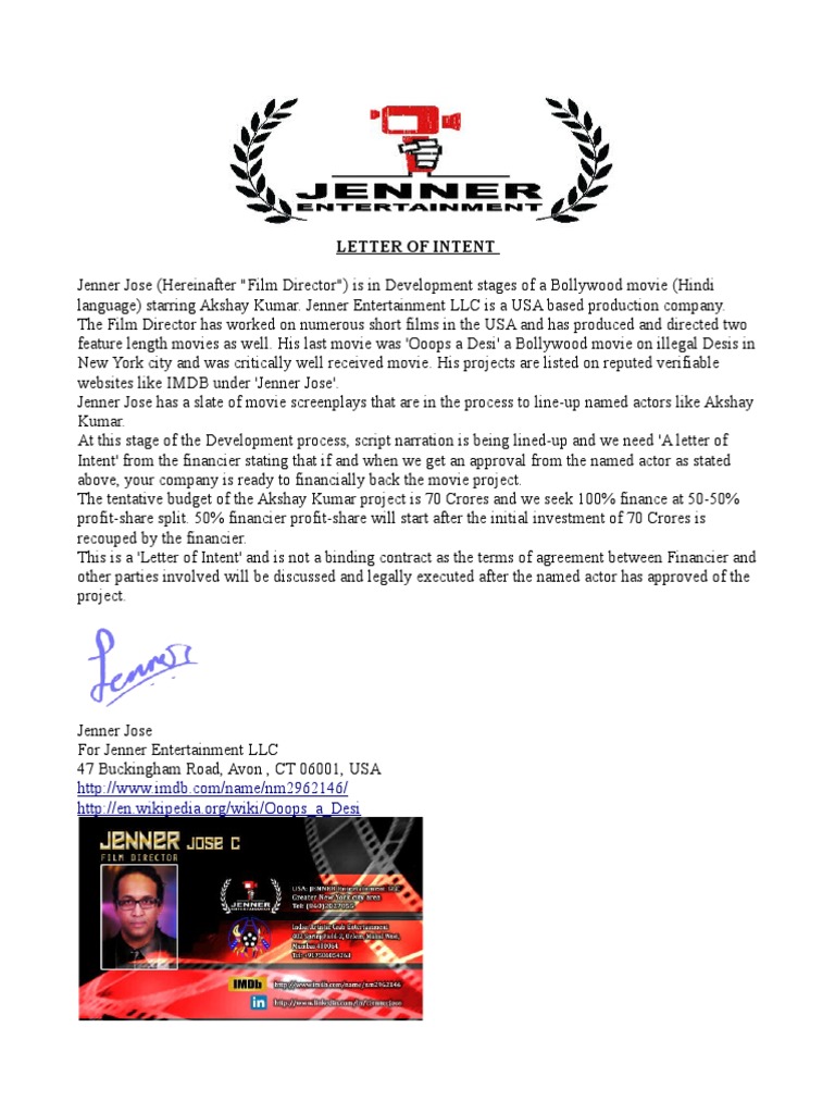 Letter of Intent Financier | PDF