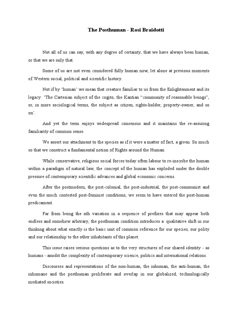 The Posthuman - Rose Braidotti | PDF | Posthuman | Humanities