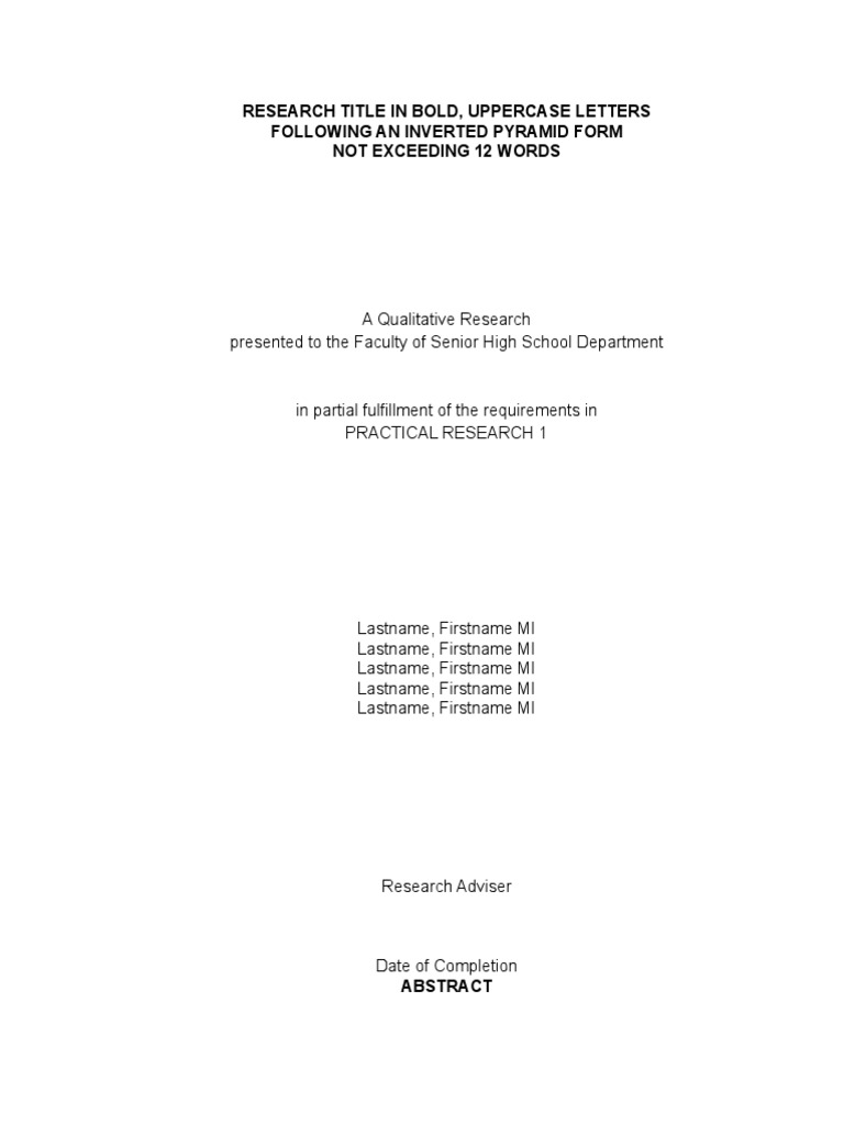 Research Title in Bold, Uppercase Letters Following An Inverted Pyramid ...