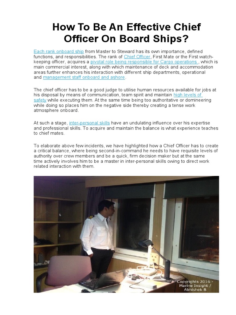 Chief Officer Leadership Guide | PDF | Ships | Shipping