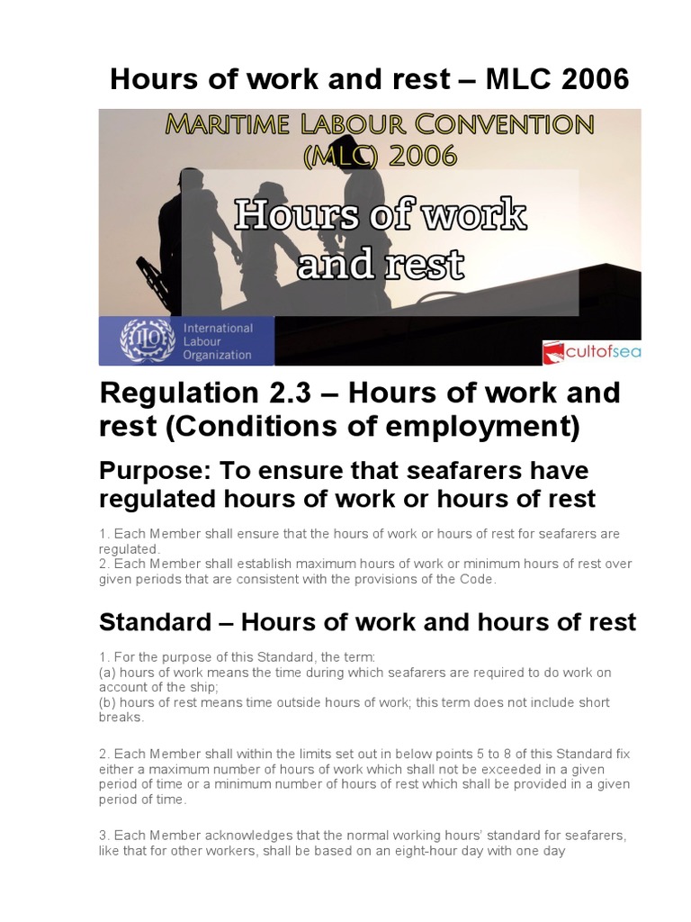 Hours of Work and Rest - MLC 2006 | PDF | Sailor | Working Time