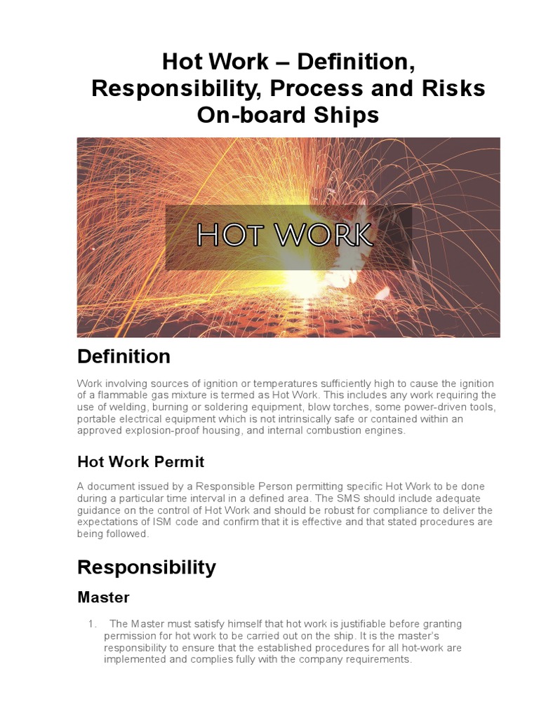 Hot Work - Definition, Responsibility, Process and Risks On-Board Ships ...