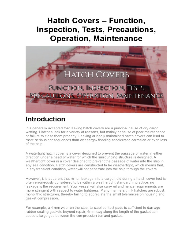 Hatch Cover Maintenance and Operation Guide | PDF | Leak | Corrosion