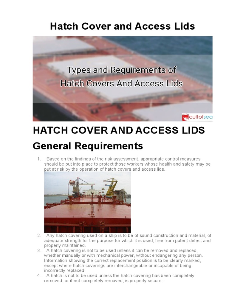 Hatch Cover and Access Lids | PDF | Ships | Crane (Machine)