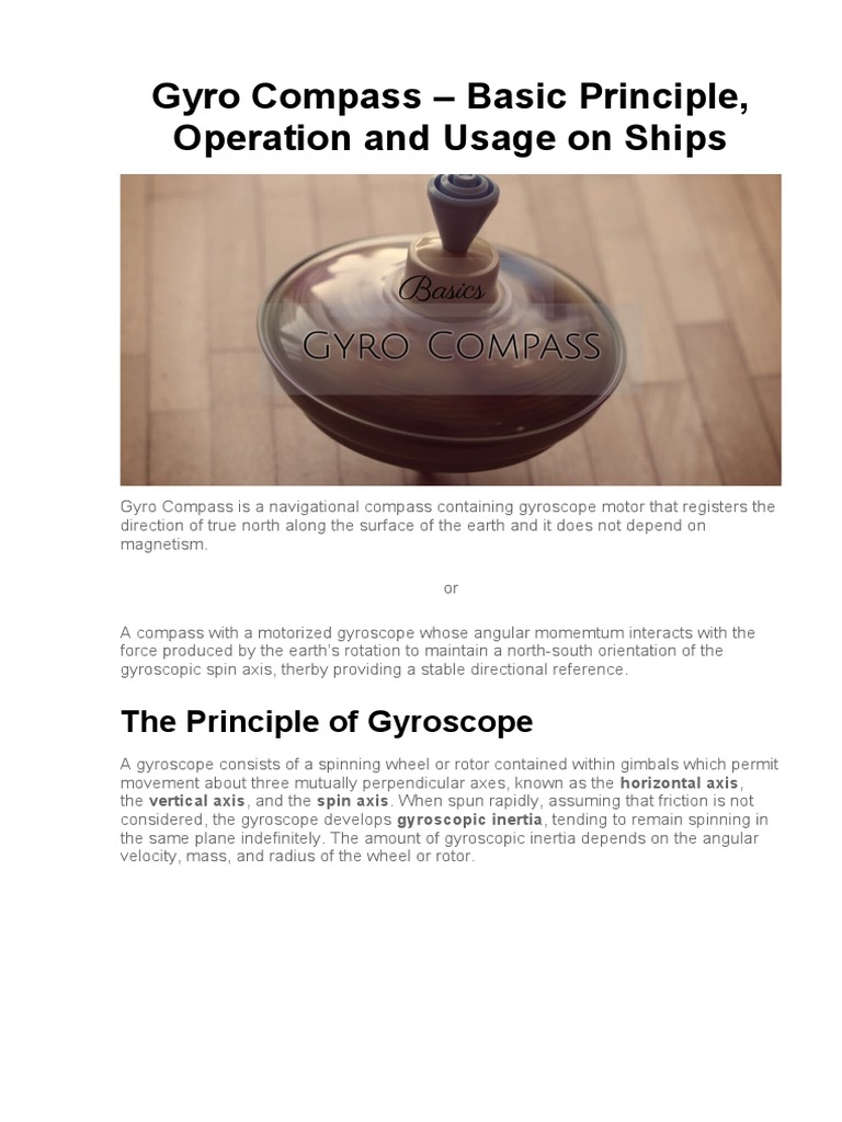 Gyro Compass - Basic Principle, Operation and Usage On Ships | PDF ...