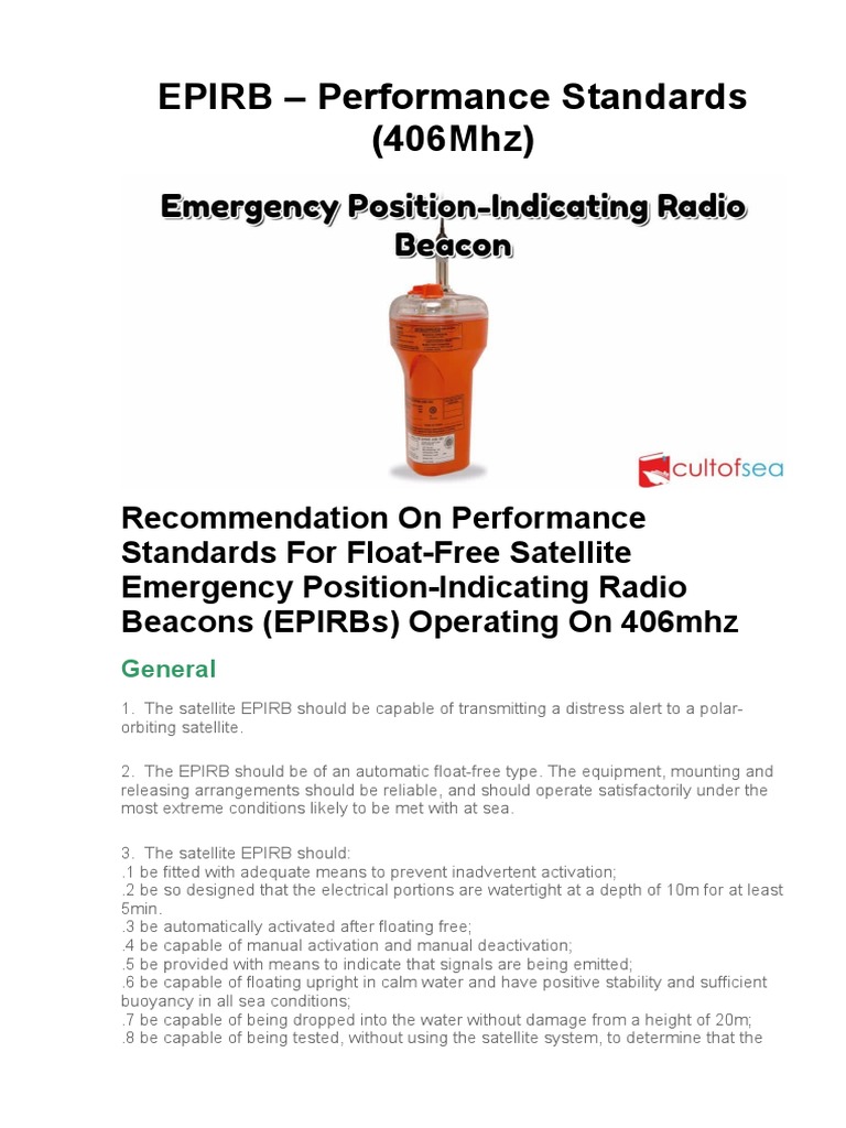 EPIRB Standards for Maritime Safety | PDF | Telecommunications ...