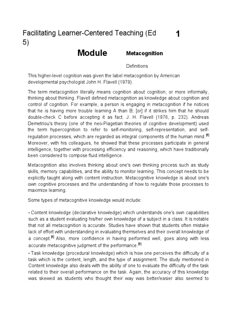Module 1 Metacognition and Multiple Intelligences Theory. | PDF ...