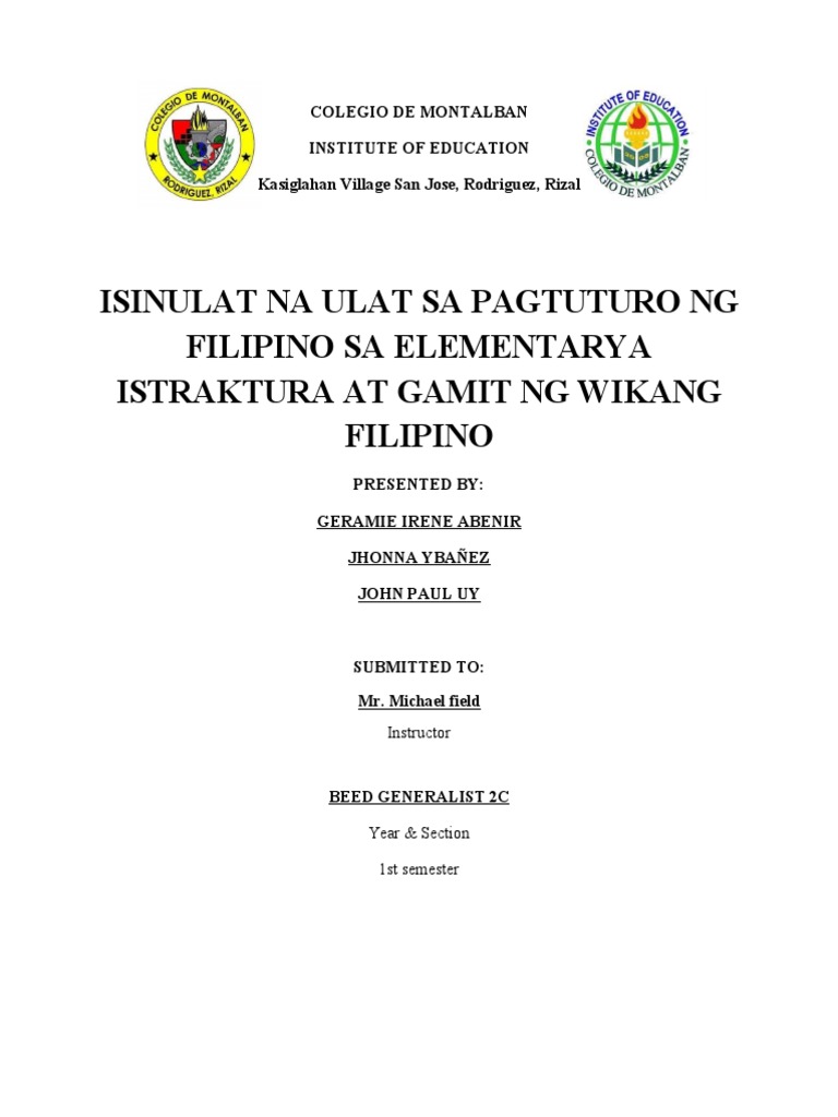 Written Report in FIL1 | PDF
