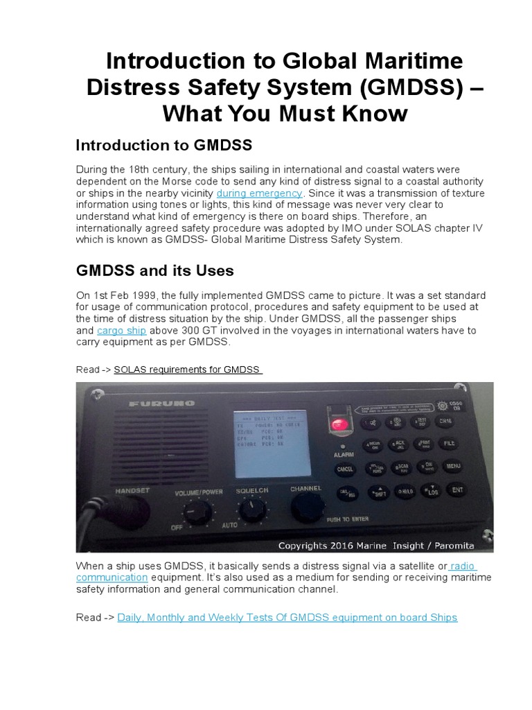 Introduction To Global Maritime Distress Safety System (GMDSS) - What ...