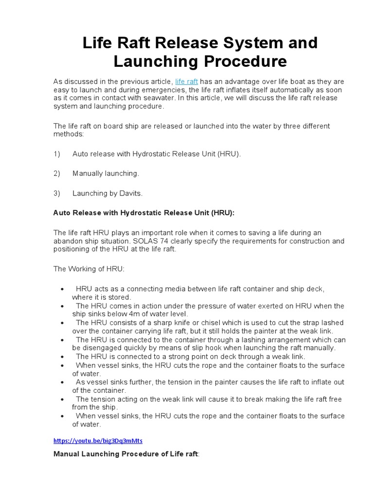 Ensuring Safe Evacuation: Procedures for Releasing and Launching Life ...