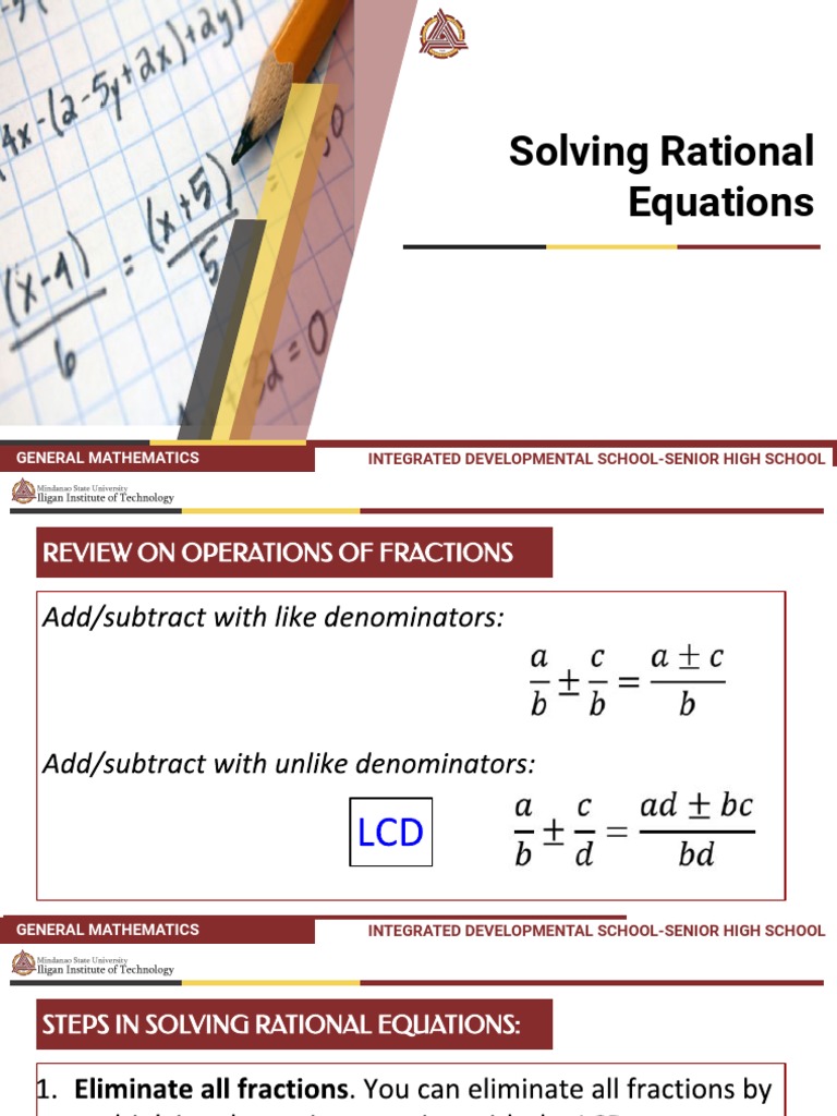 Solving Rational Equations Guide | PDF | Mathematical Objects ...