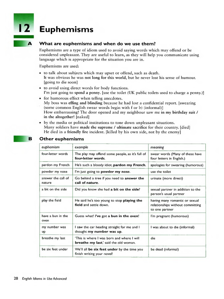 2 Euphemisms: What Are Euphemisms and When Do We Use Them? | PDF