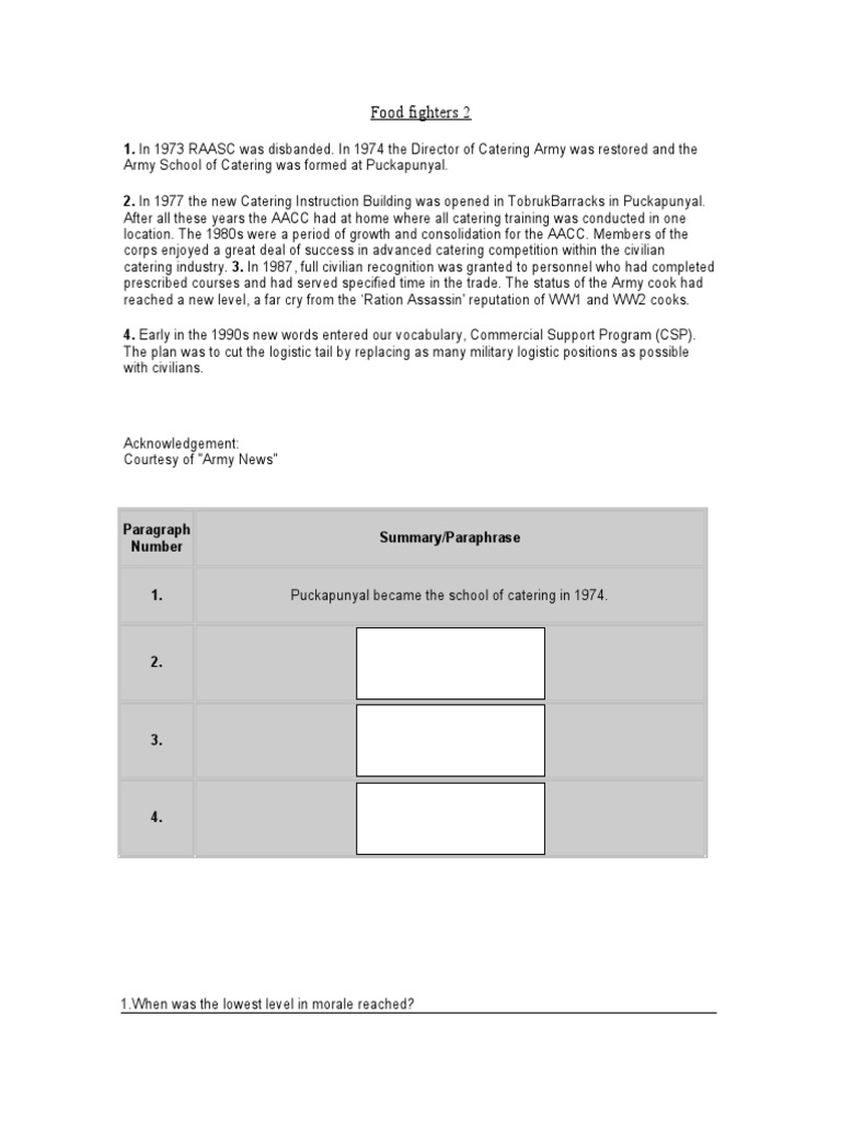 Reading Food Fighters 2 | PDF