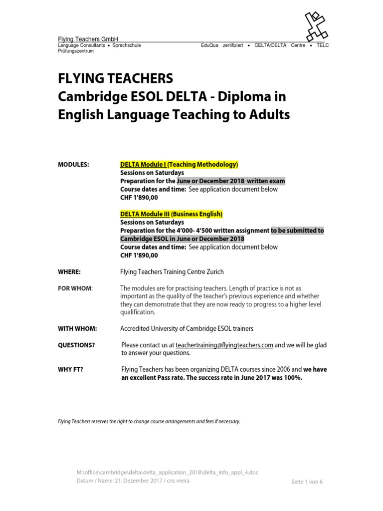 DELTA Diploma Course at Flying Teachers | PDF | Human Nature | Cognition