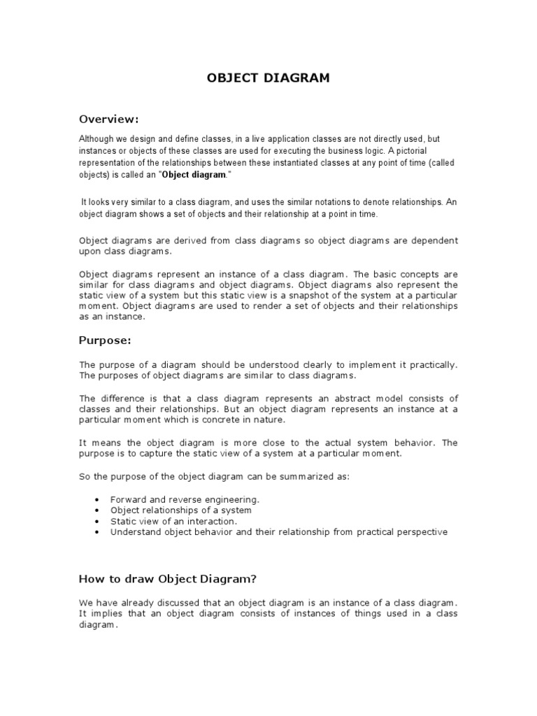 Object Diagram Overview Pdf Class Computer Programming Object Computer Science