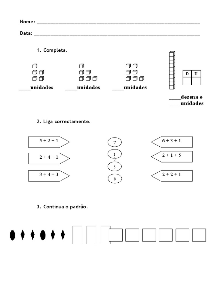 Ficha de Trabalho Com Números Até Dez | PDF