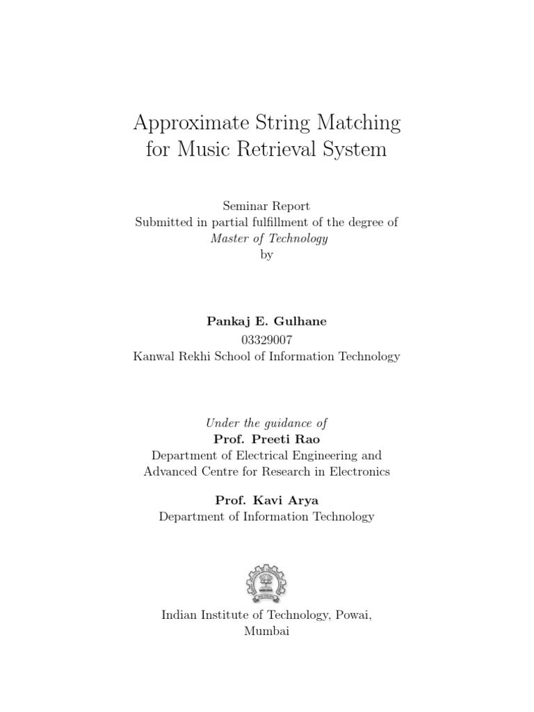 Approximate String Matching Algorithms For Music Retrieval A Survey Focusing On Dynamic