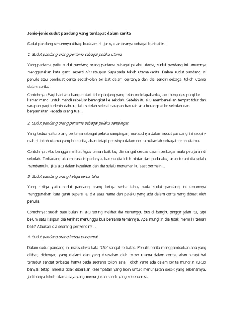 Jenis Sudut Pandang | PDF