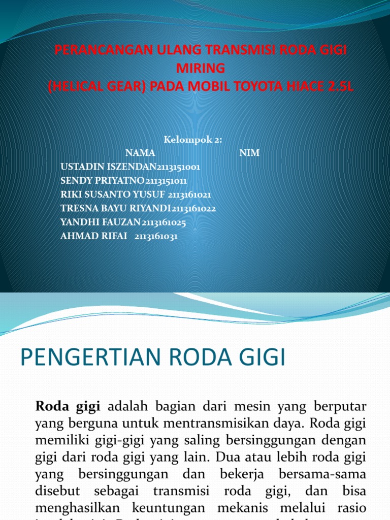 Desain Elemen Mesin 3 Roda Gigi Miring | PDF