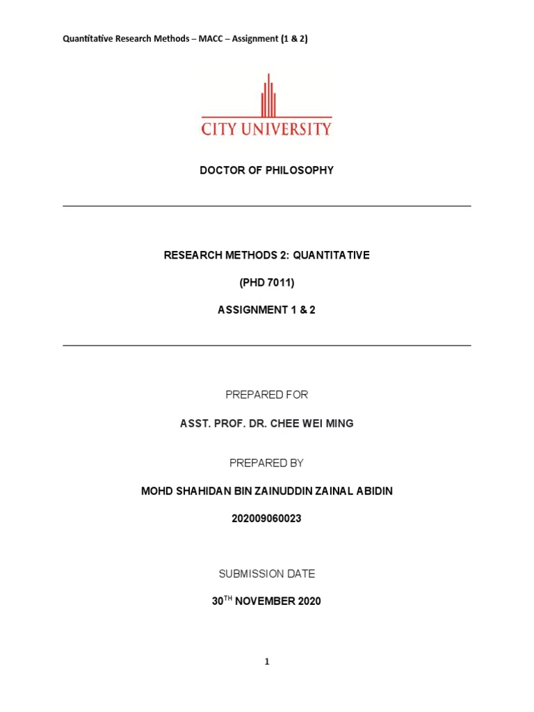 Quantitative Research and Analysis - Assignment 1 & 2 | PDF | Coefficient Of Determination ...