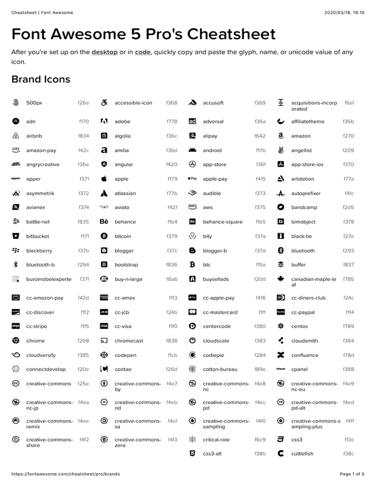 Cheatsheet - Font Awesome - Brands | PDF | Typography | World Wide Web