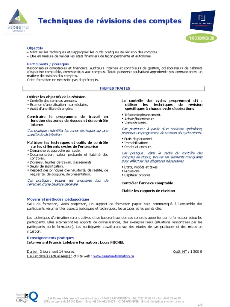 Techniques de Révision Comptable | PDF | Comptabilité | Comptabilité et ...