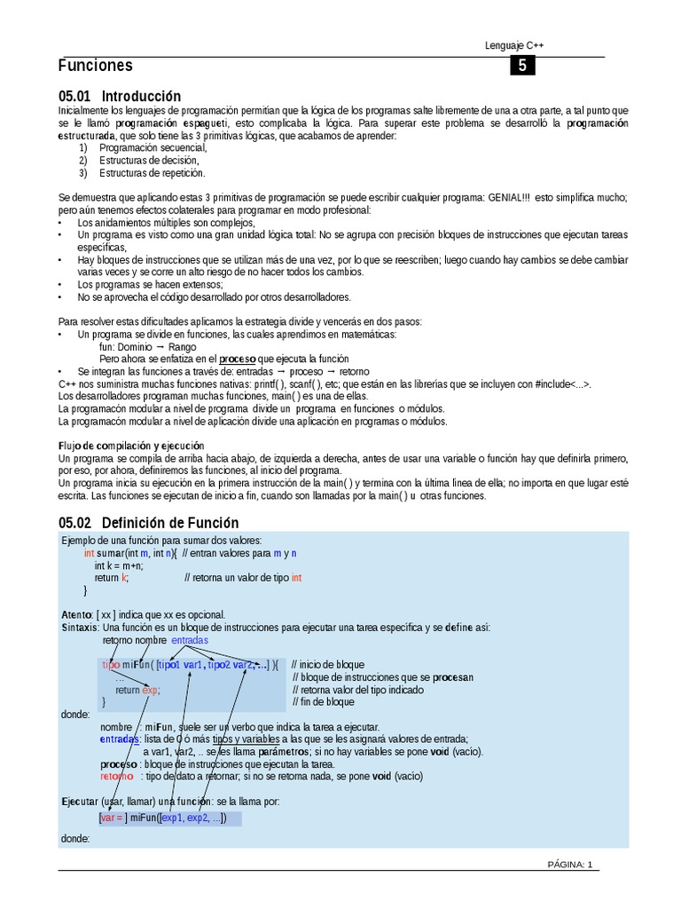 Libro Funciones Programacion | Descargar gratis PDF | C ++ | Programa de computadora