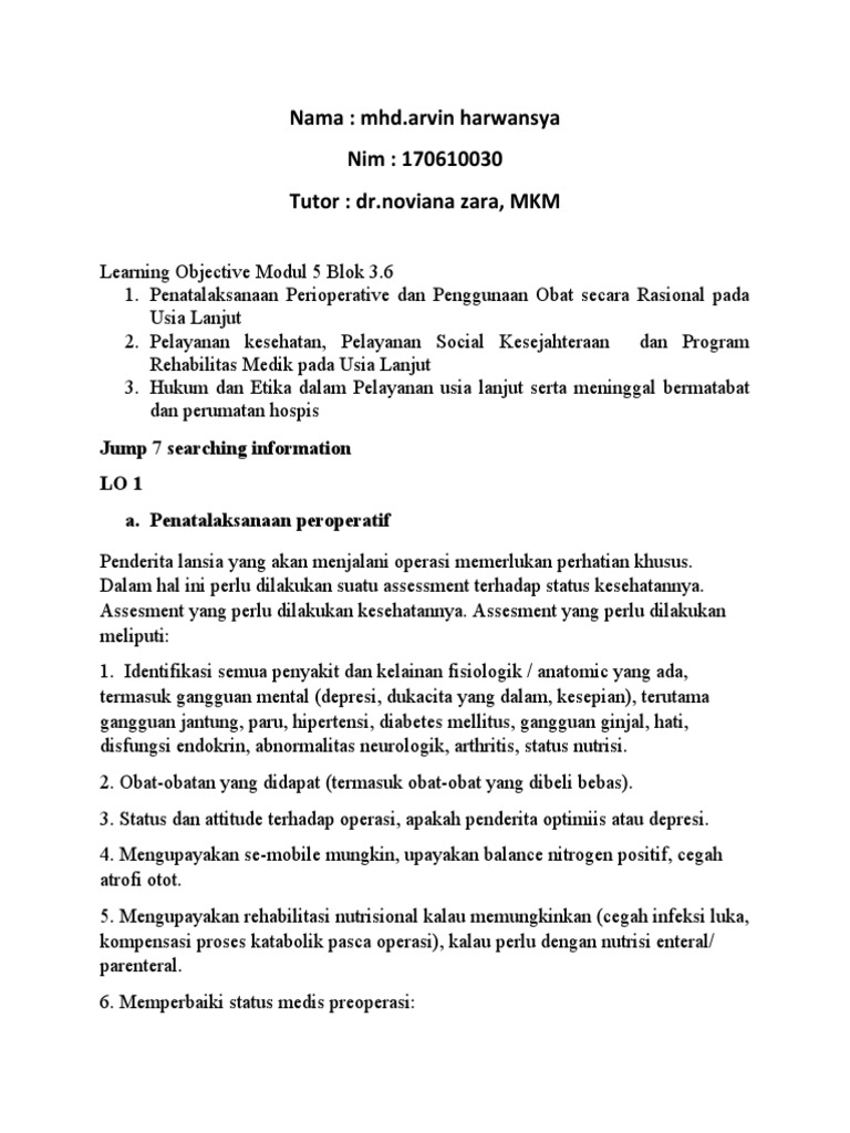 Learning Objective Modul 5 Arvin | PDF