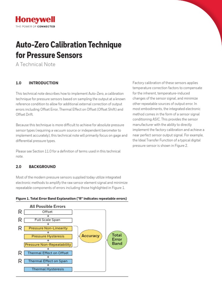 Auto Zero Calibration Technique Pressure Sensors Technical Note 008326 ...