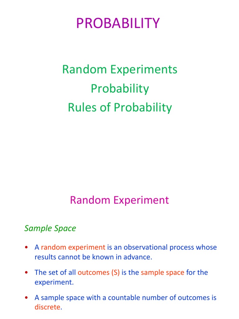 Probability: Random Experiments Probability Rules of Probability | PDF ...