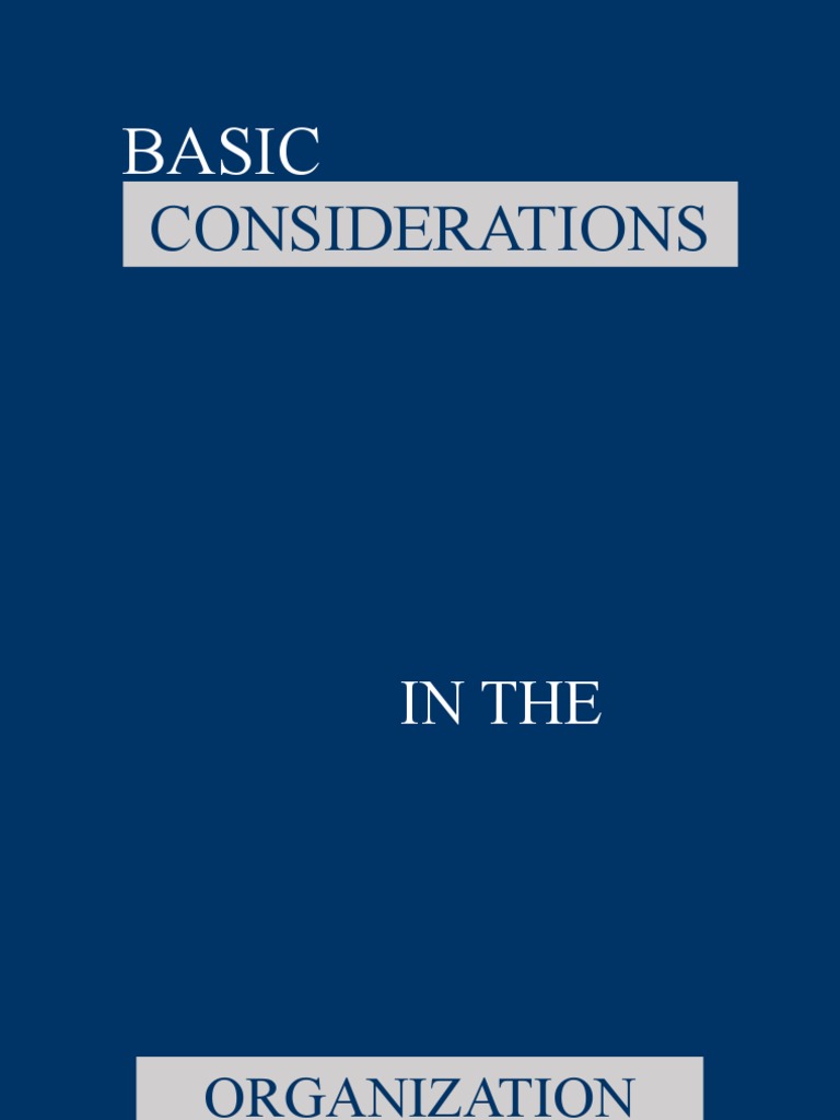 Basic Considerations | PDF