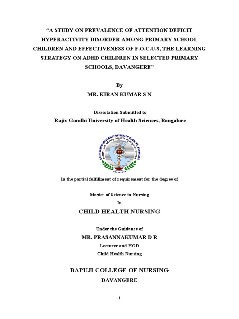 Child Health Nursing: Dissertation Submitted To | PDF | Attention ...