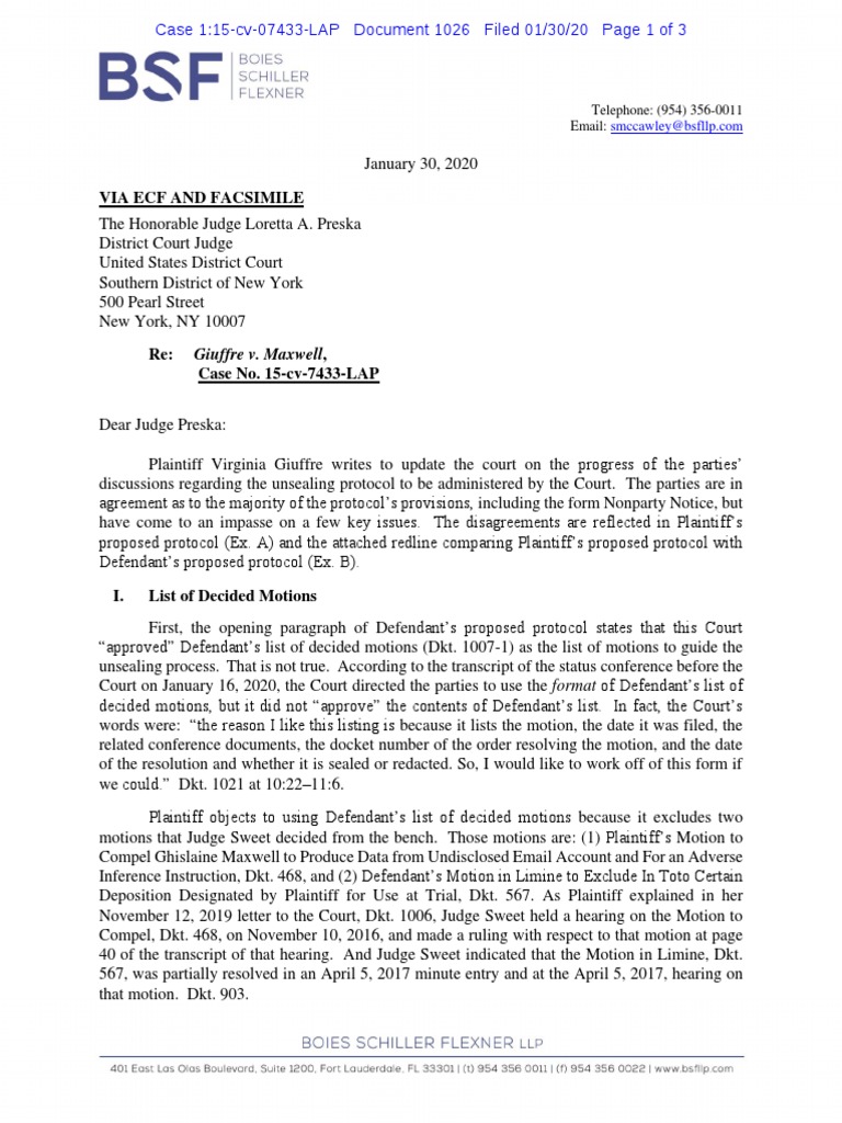 Via Ecf and Facsimile: Telephone: (954) 356-0011 Email | Download Free ...