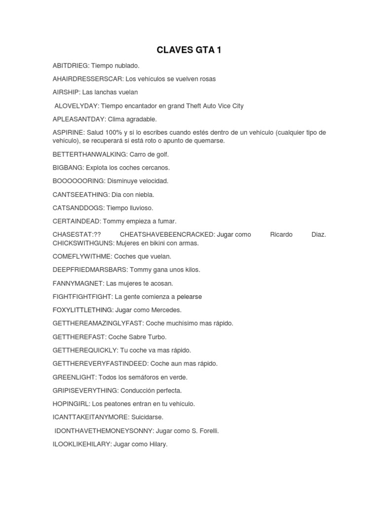 Trucos y Claves para GTA 1 | PDF | Ocio | Deportes