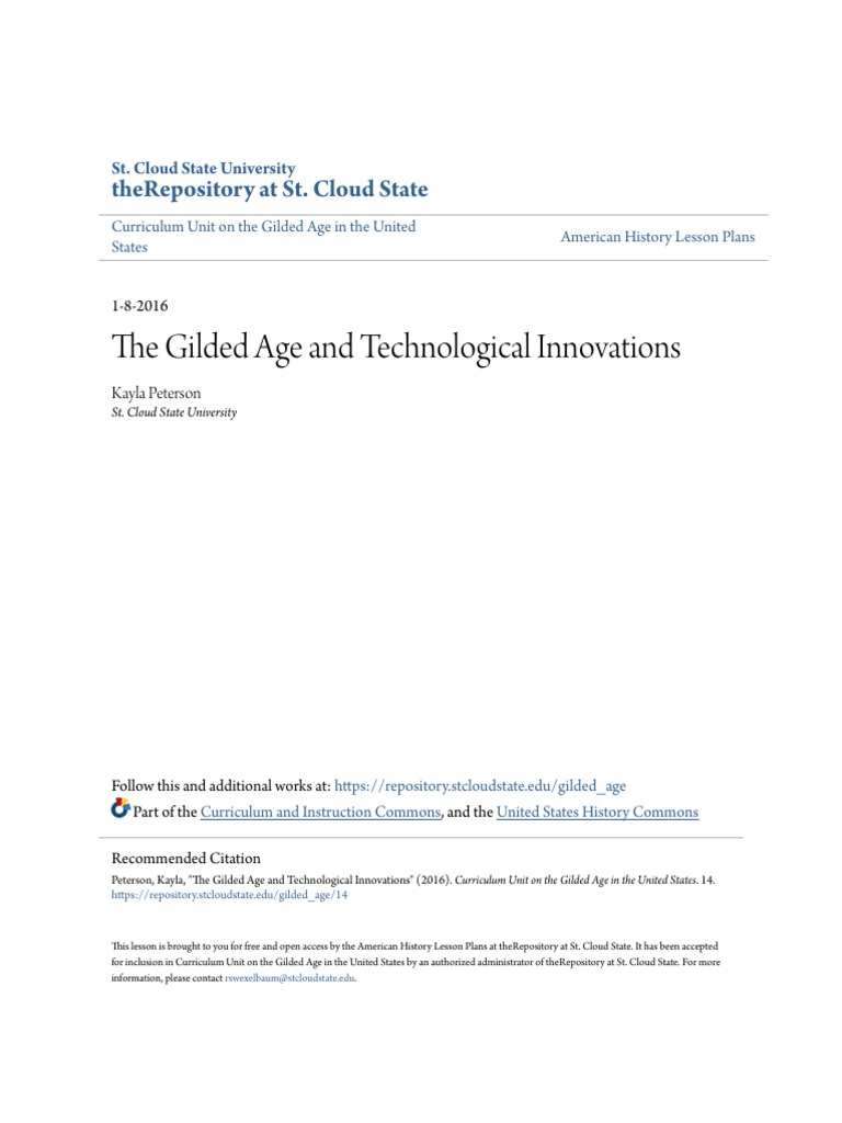 The Gilded Age and Technological Innovations | PDF | Lesson Plan | Schools