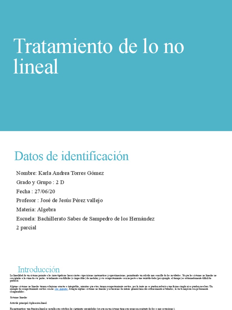 Tratamiento de Lo No Lineal | PDF | Sistema no lineal | Linealidad